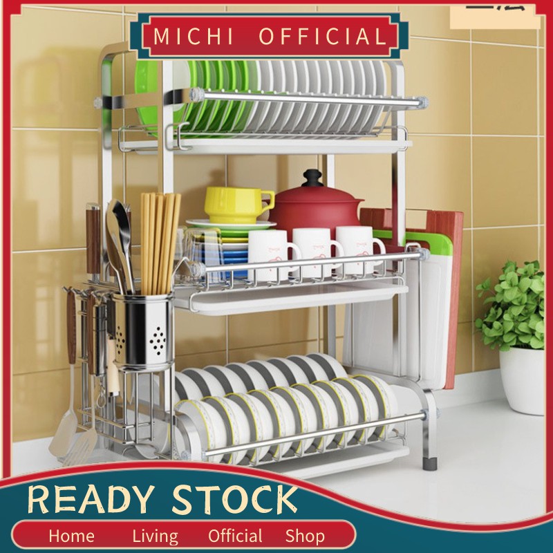 MICHI Dish rack Three-tier kitchen shelf ＆Tableware storage finishing ...