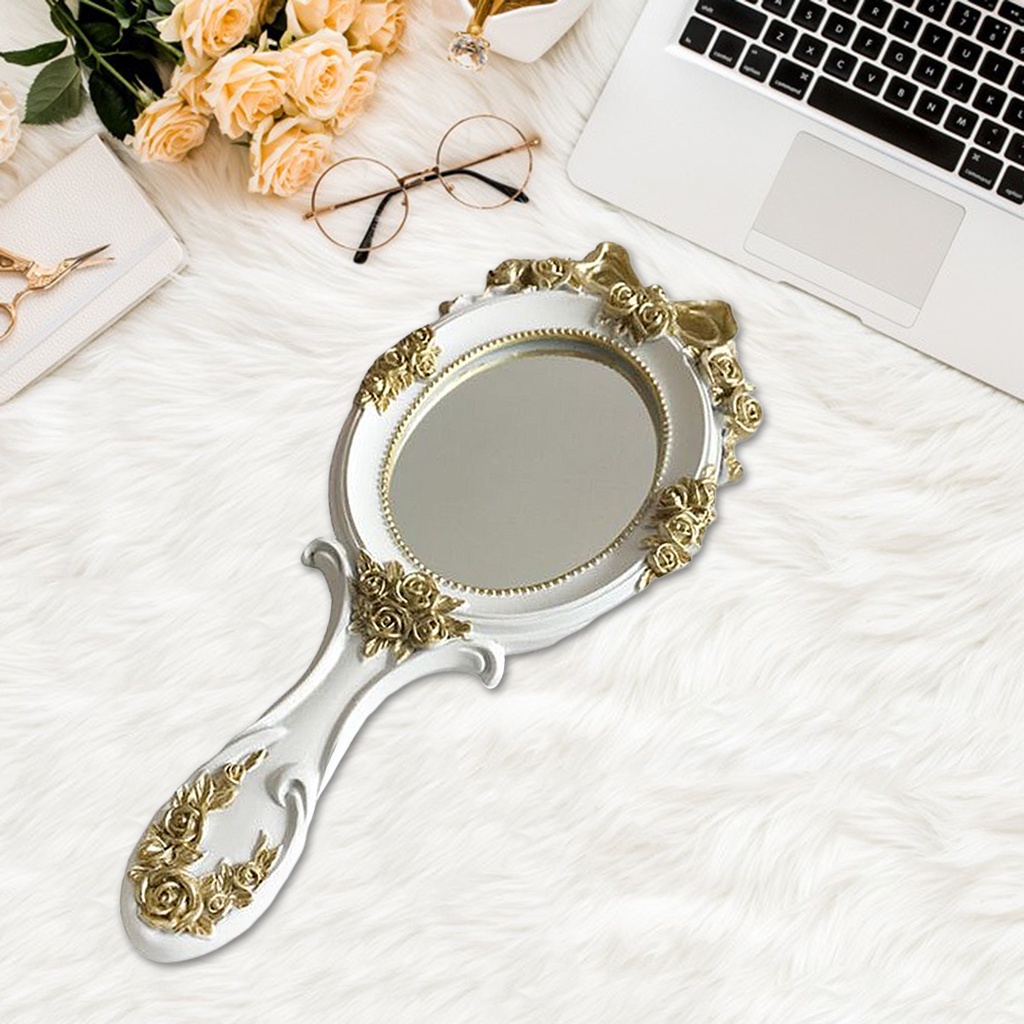 Retro Handheld Makeup Mirror Hand Held Cute Creative Mirrors for Girls ...