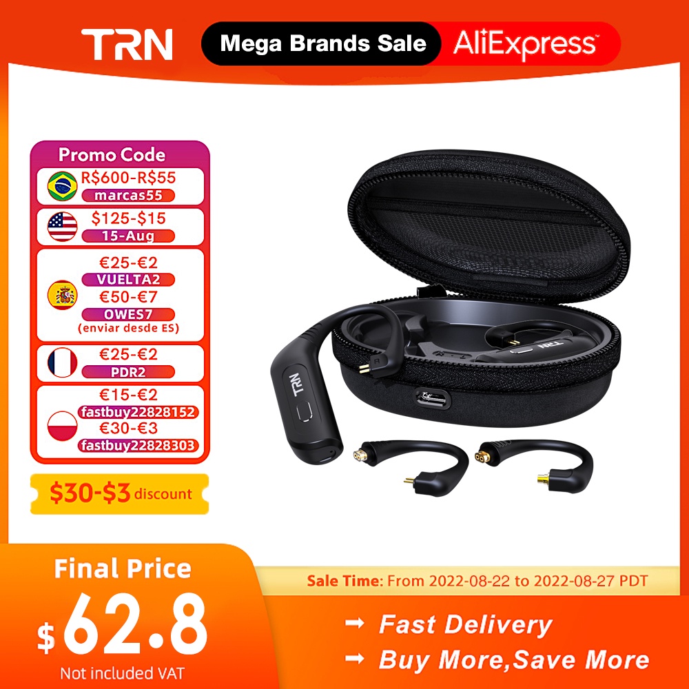 NEW TRN BT30 TWS HIFI Wireless Bluetooth-Compatible Upgrade Cable Module Earhook 5.2 Bluetooth ...