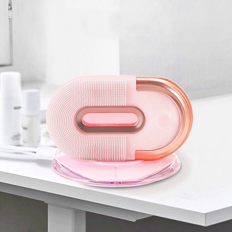 Electric Silica Gel Facial Cleanser Sonic Vibration Cleansing ...