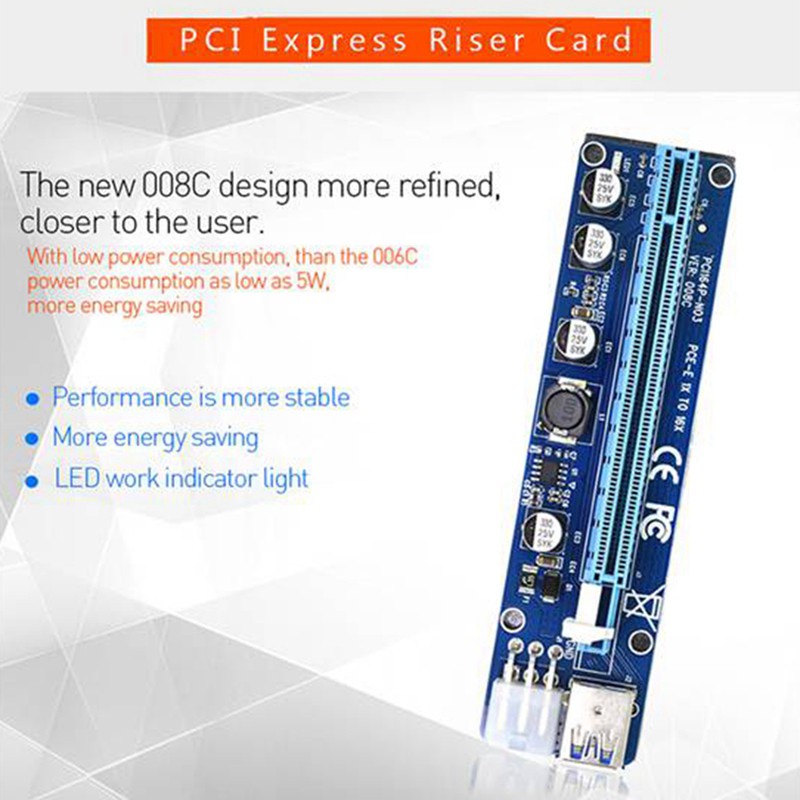 Ver 008C Molex 6 Pin Pcie Pci-E Pci Express Riser Card 1X To 16X ...