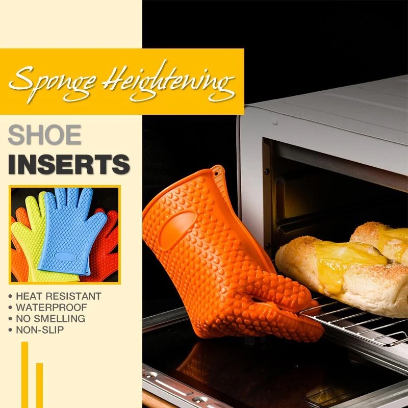 ☽Silicone Oven Mitt Oven Gloves Heat Resistant Gloves Full Finger Hand ...