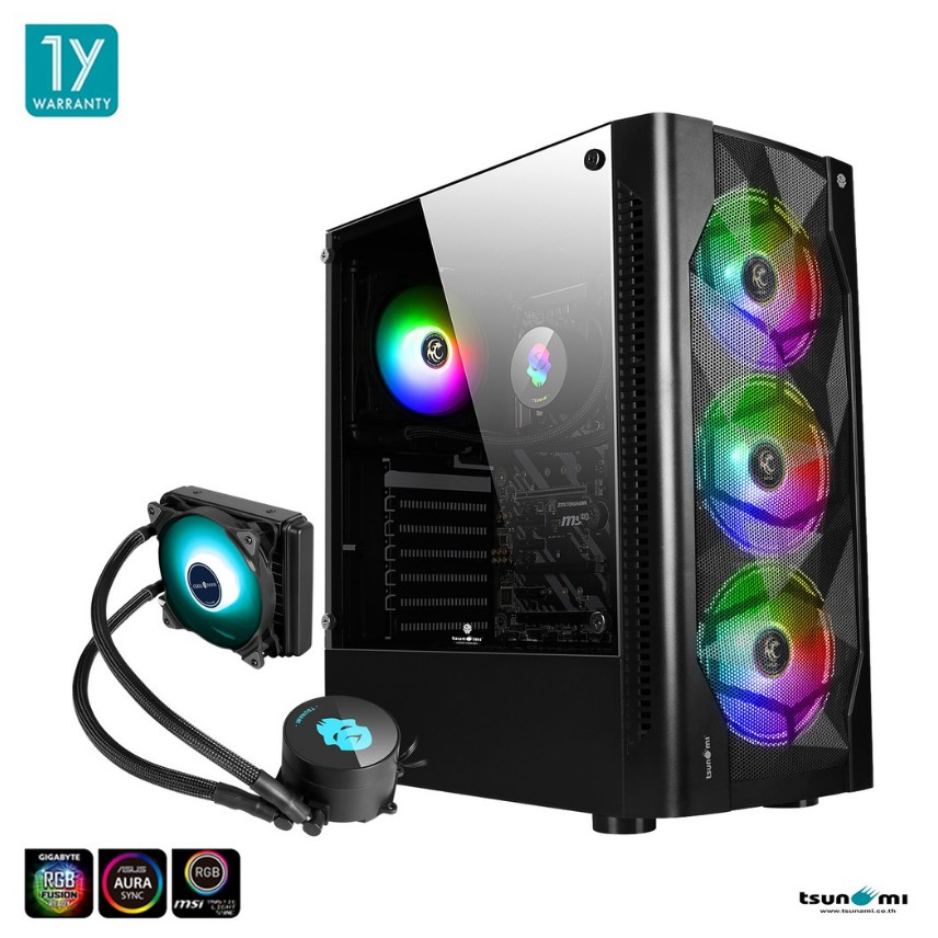 Tsunami Coolman 190-2 KK Trip Ring Ablaze ARGB3 Tempered Glass ATX ...