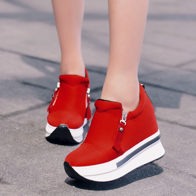 【In Stock】High Heels Sneakers Women Casual Shoes Summer Spring Slip On ...