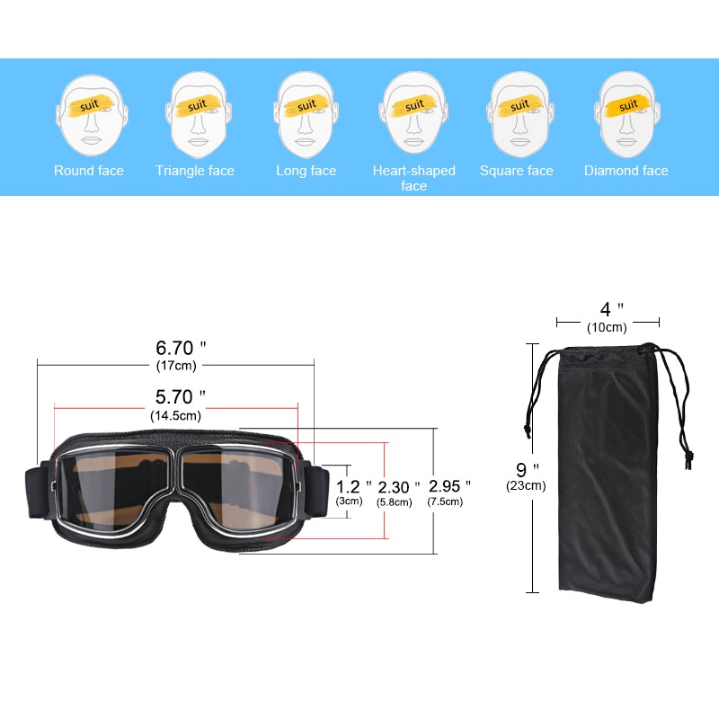 Herorider Universal Vintage Motorcycle Goggles Motorbike Scooter Biker Glasses Helmet Goggles ...