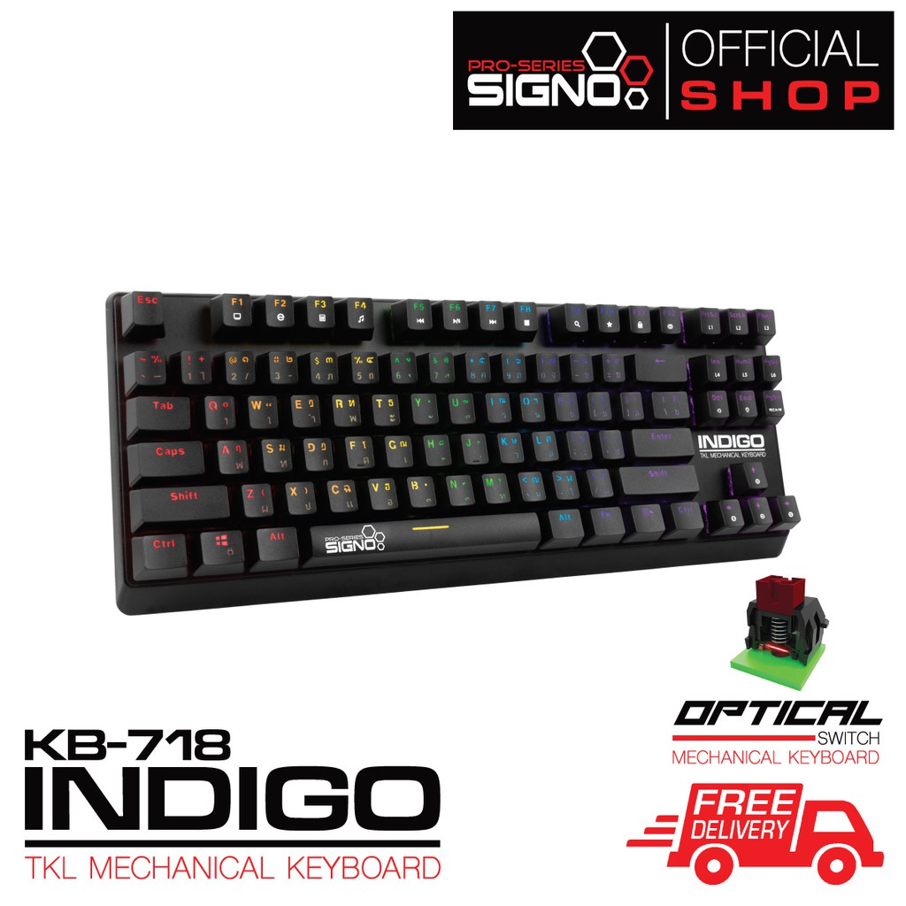 SIGNO E-Sport TKL Mini RGB Mechanical Gaming Keyboard INDIGO รุ่น KB ...