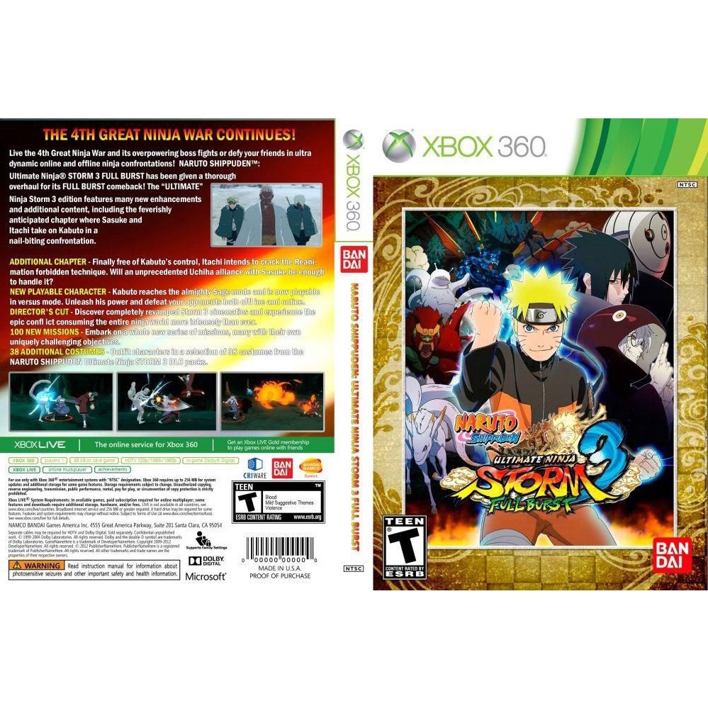 แผ่นเกม Xbox 360 Naruto Shippuden Ultimate Ninja Storm ทุกภาค นารูโตะ ...