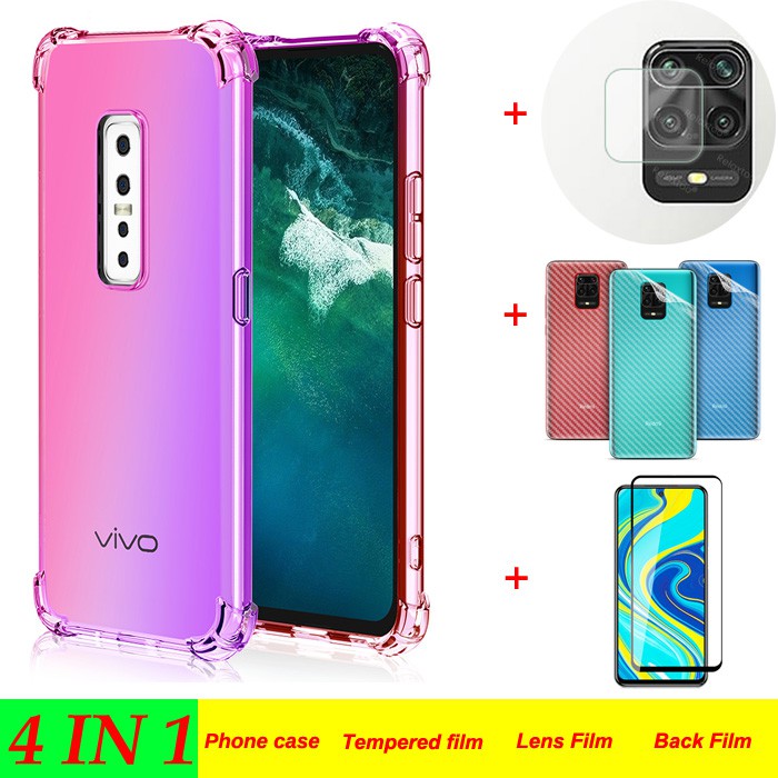 vivo-v17pro anti-fall color mobile phone case + HD full-screen tempered ...