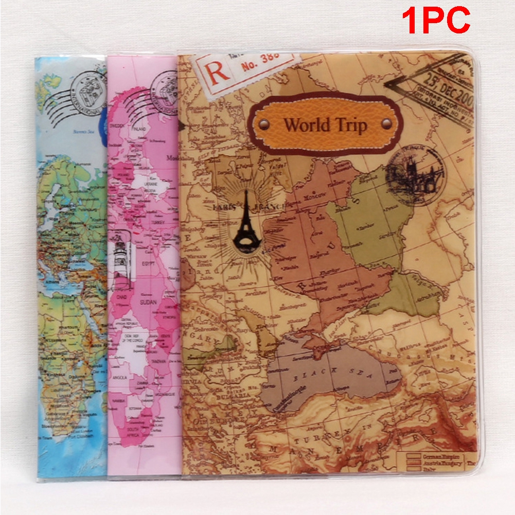 New PVC Flat Printing World Trip Map Passport Covers Holder Travel Card ...
