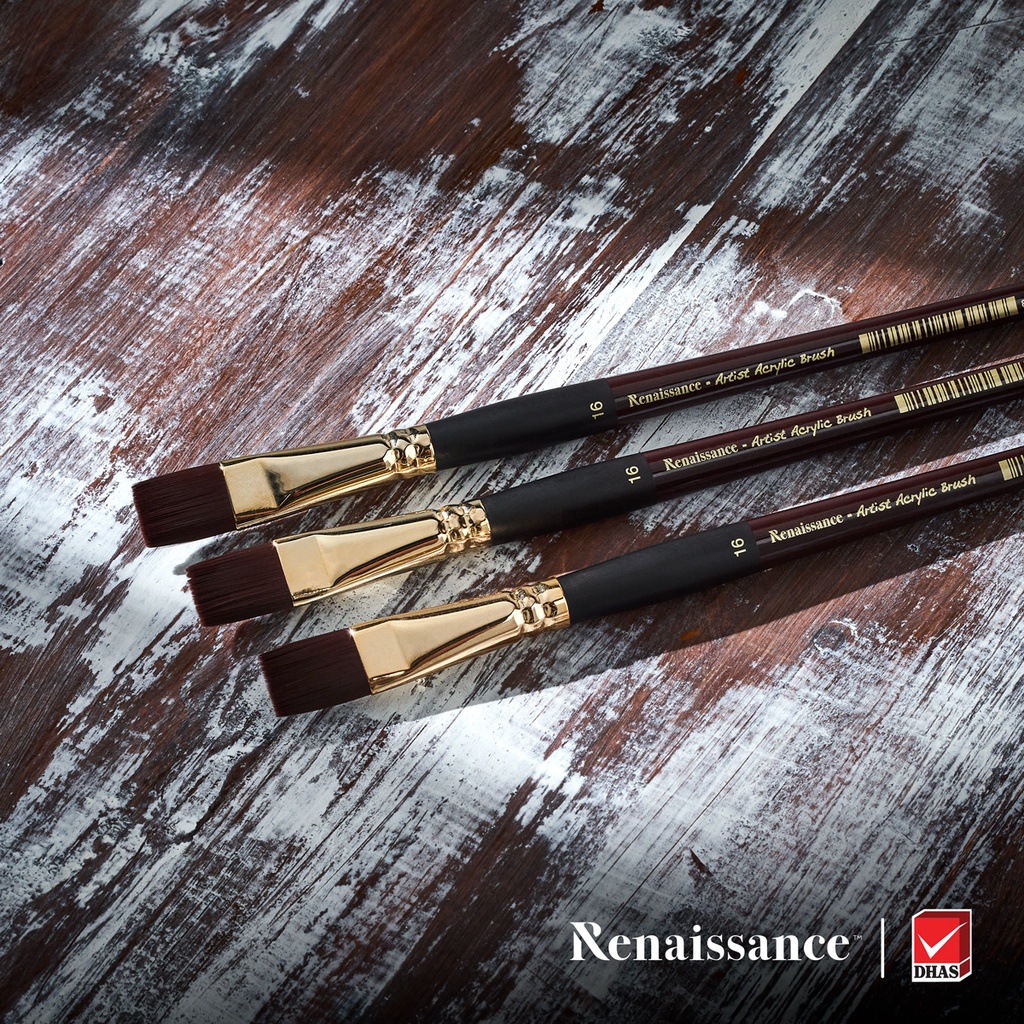 Renaissance พู่กัน สีอะคริลิค พู่กันหัวแบน จำนวน 1 ด้าม - dhas_official ...