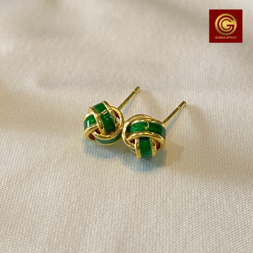 GGOLD ต่างหูทอง96.5แท้ 1.9 ก. ลายตะกร้อขอบคู่ ลายตะกร้อขอบคู่-ลงยา( ฟรี ...