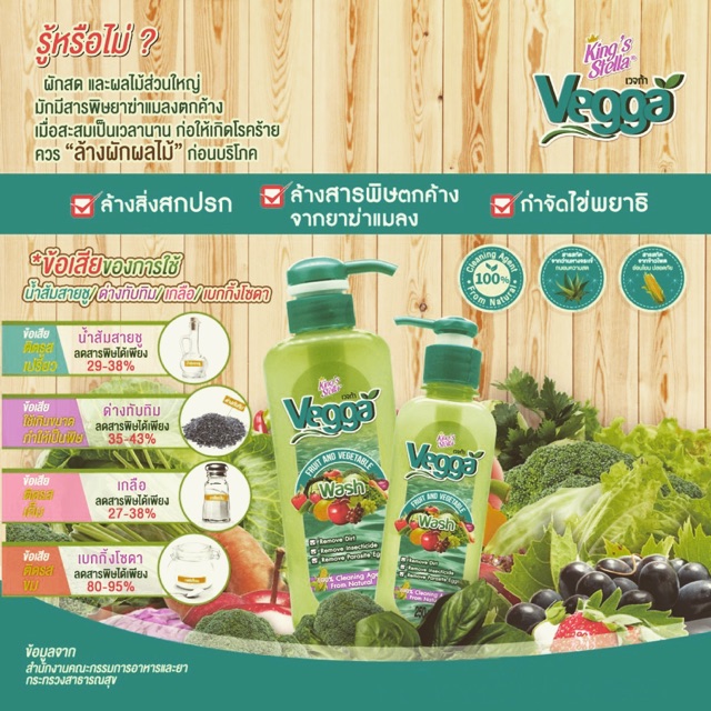 น้ำยาล้างผักและผลไม้ Vegga by Kings Stella ขนาด 500 ml - papaprompt ...