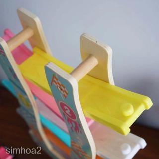 Wooden Click Clack Ramp Track Race Car Toy for Kids Early Developmental ...
