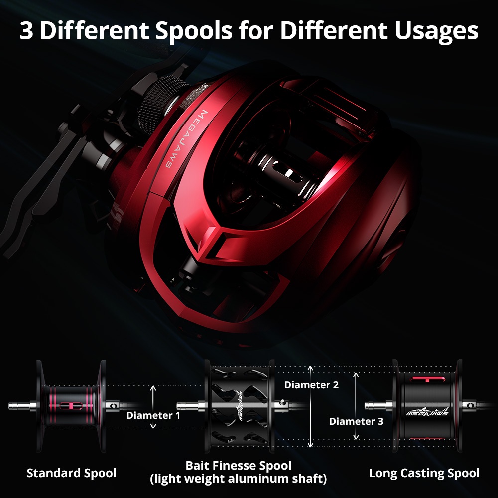 KastKing MegaJaws Baitcasting Reel Max Drag 8KG 111 BBS Fishing Reel with 4 Gear Ratios from 5. ...