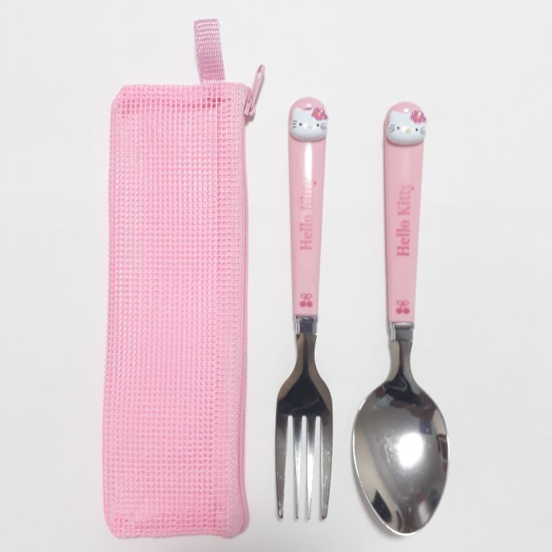 OB GIFT ช้อนส้อมสวยๆ ช้อนส้อมเด็ก ช้อนส้อมพกพา คิตตี้ Hello Kitty พร้อมถุงเก็บช้อน - prabreeze ...