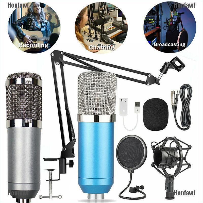 Condenser Microphone Mic Kit with Stand Broadcasting Studio Recording ...