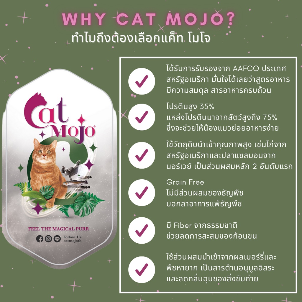 Cat Mojo อาหารแมว แคทโมโจ เกรนฟรี เกรดโฮลิสติก 10 กิโลกรัม (2 กิโล x 5 ...