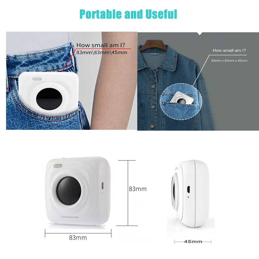 PAPERANG Portable Bluetooth Photo Mini Printer Thermal Printer Pocket ...
