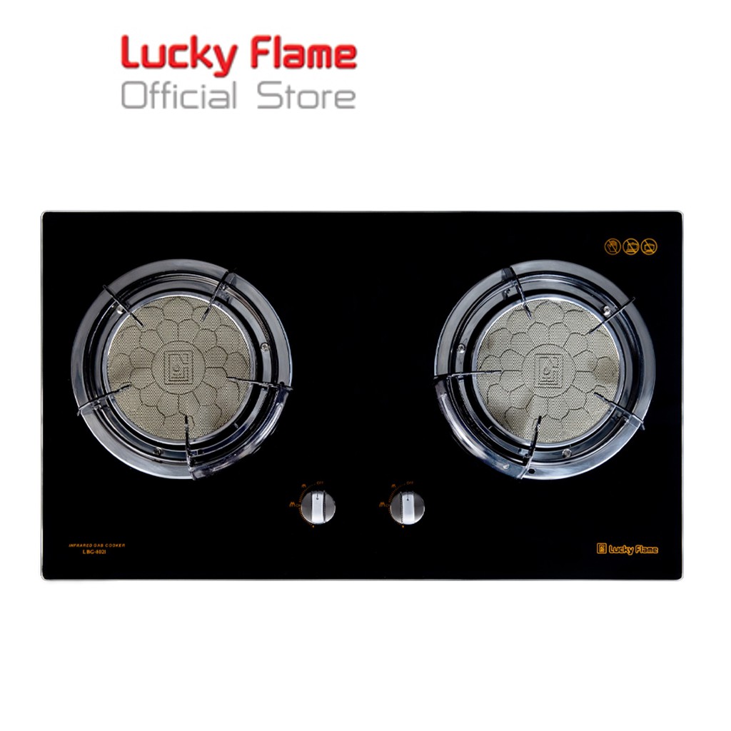 จัดส่งฟรี Lucky Flame เตาแก๊สแบบฝัง 2 หัว LBG-802i หัวเตาอินฟราเรด รับ ...