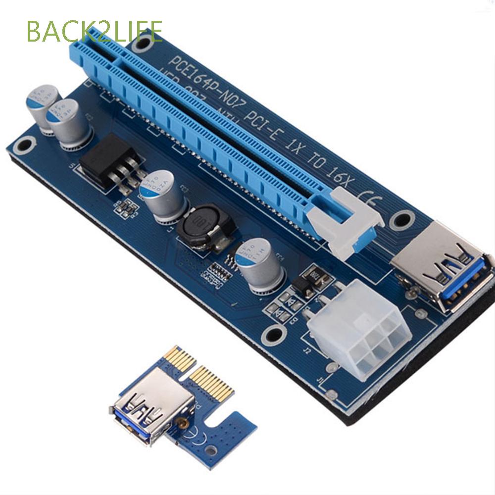 BACK2LIFE 4Pin PCIE Riser Sata 6PIN PCI-E 1x to 16x PCI-E Riser Card ...