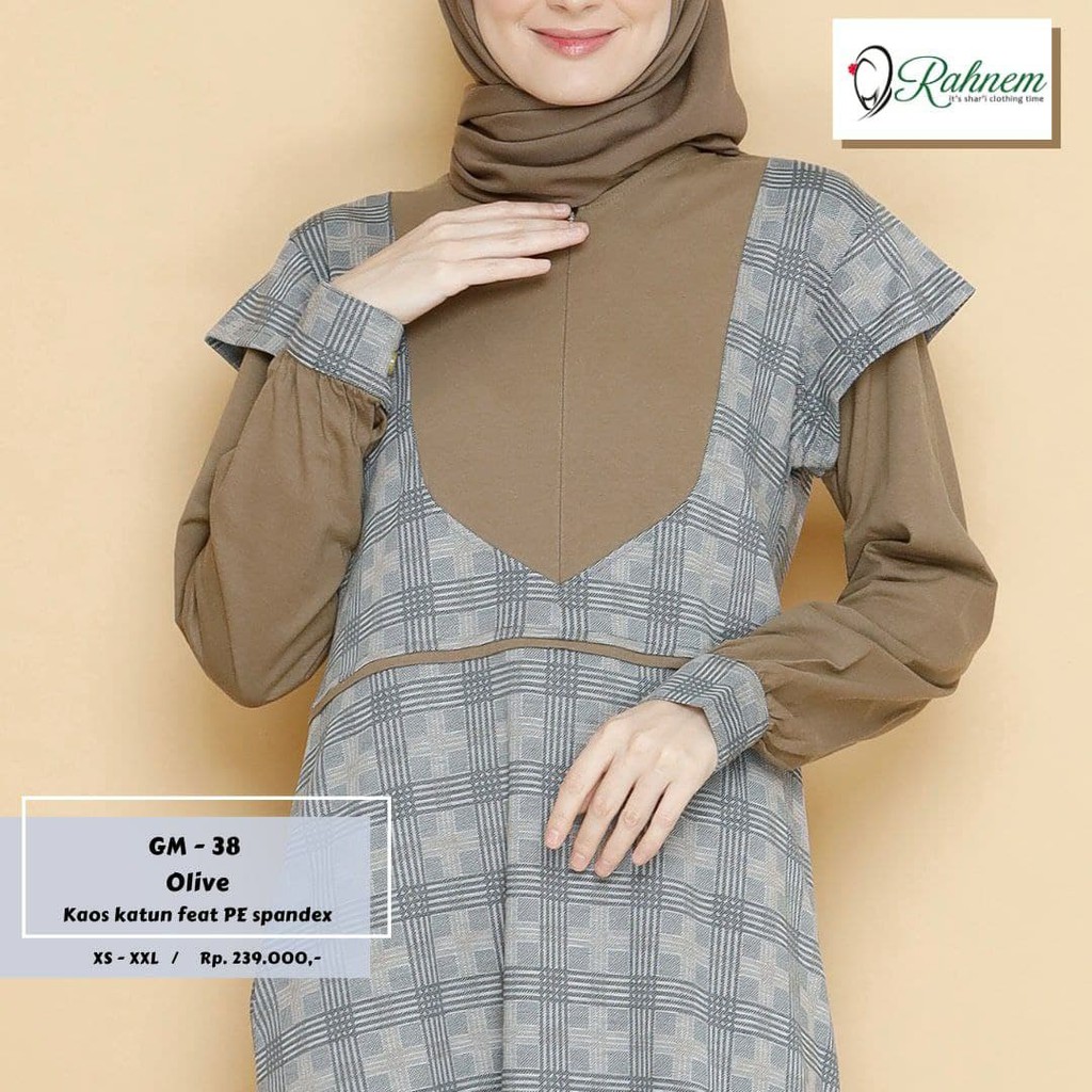 Gamis RAHNEM GM 38 OLIVE FANTA เสื้อยืด FEAT PE SPANDEX ADEM ใส่สบาย เป็นมิตรกับสิ่งแวดล้อม ...