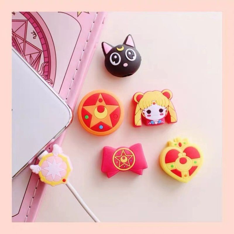 Cable bite Sailor moon Set ตัวถนอมสายชาร์จ Cable protector ถนอมสาย ถนอมสายชาร์จ กันหัก ...