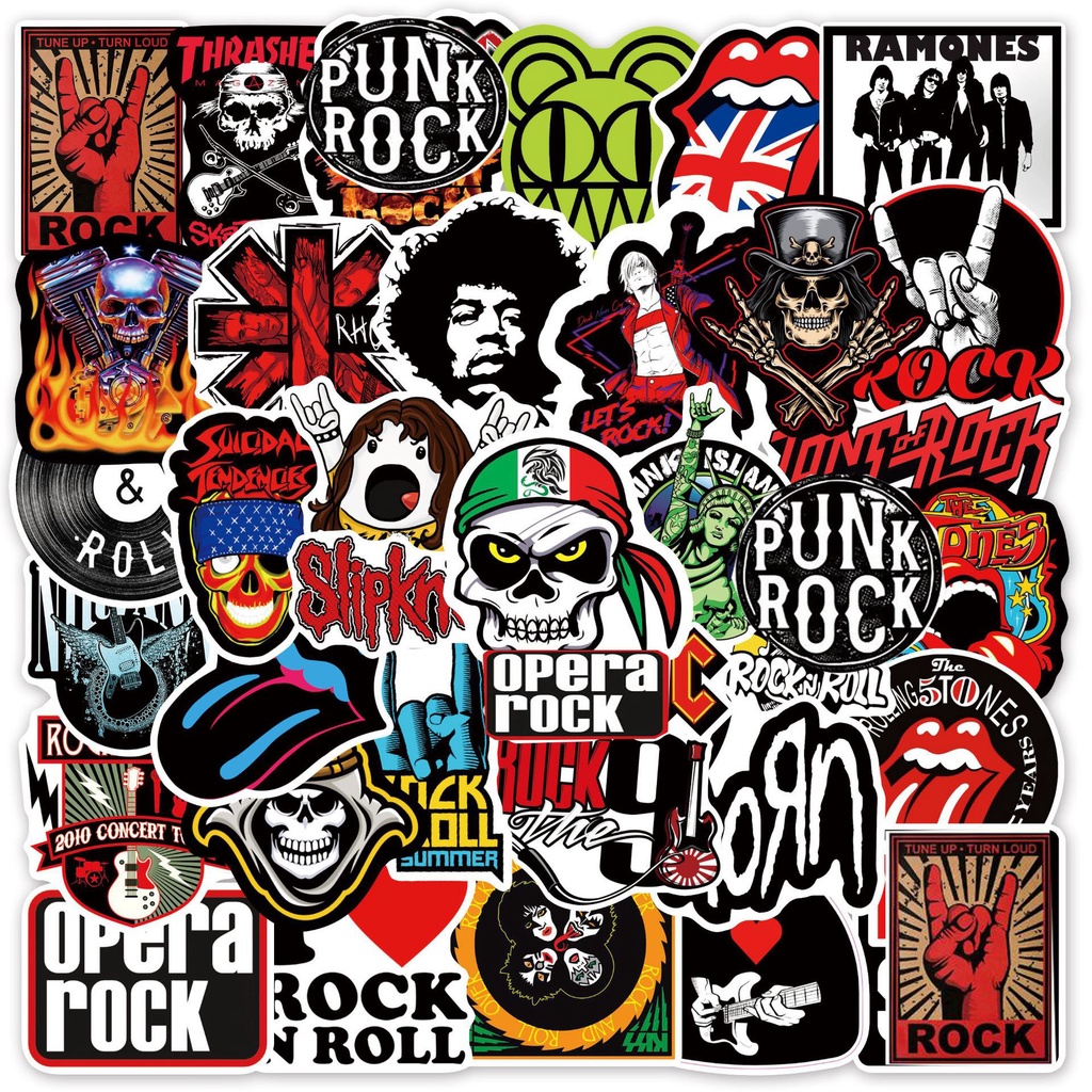 รถจักรยานยนต์สติกเกอร์103050Pcs Rock And Roll Music Band Stickers Punk ...