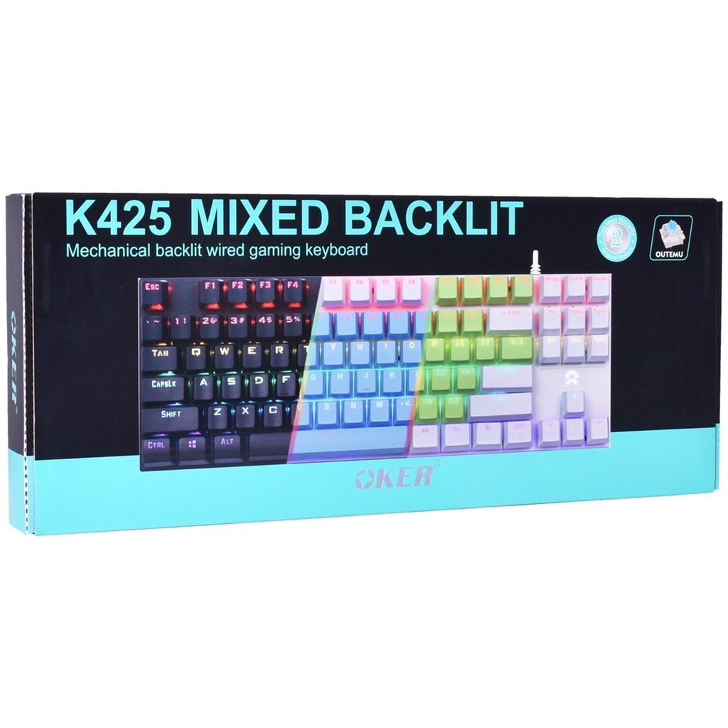 OKER K425 MIXED BACKLIT Mechanical backlit wired gaming keyboard ...