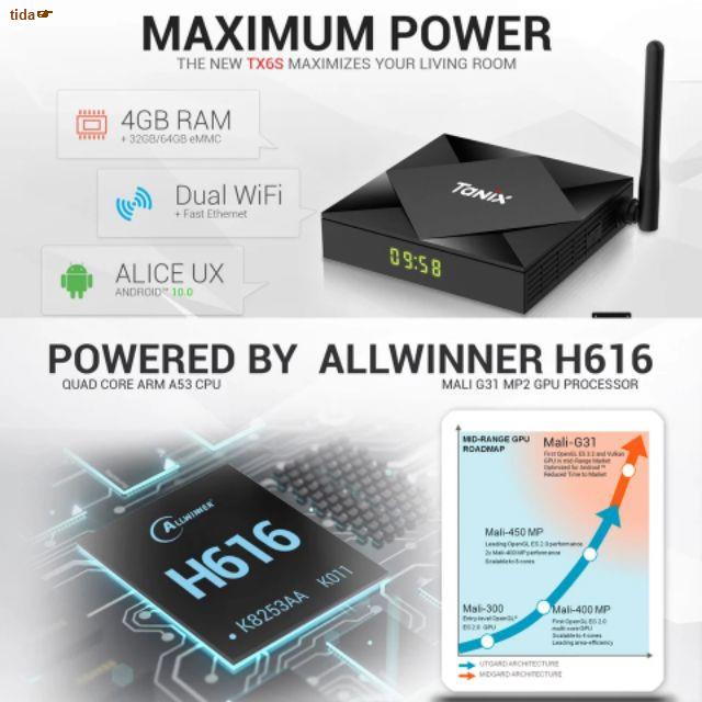 จัดส่งจากกรุงเทพTX6S Android 10 Allwinner H616 4GB RAM 32GB 64GB ROM TV Box QuadCore 6K Dual ...