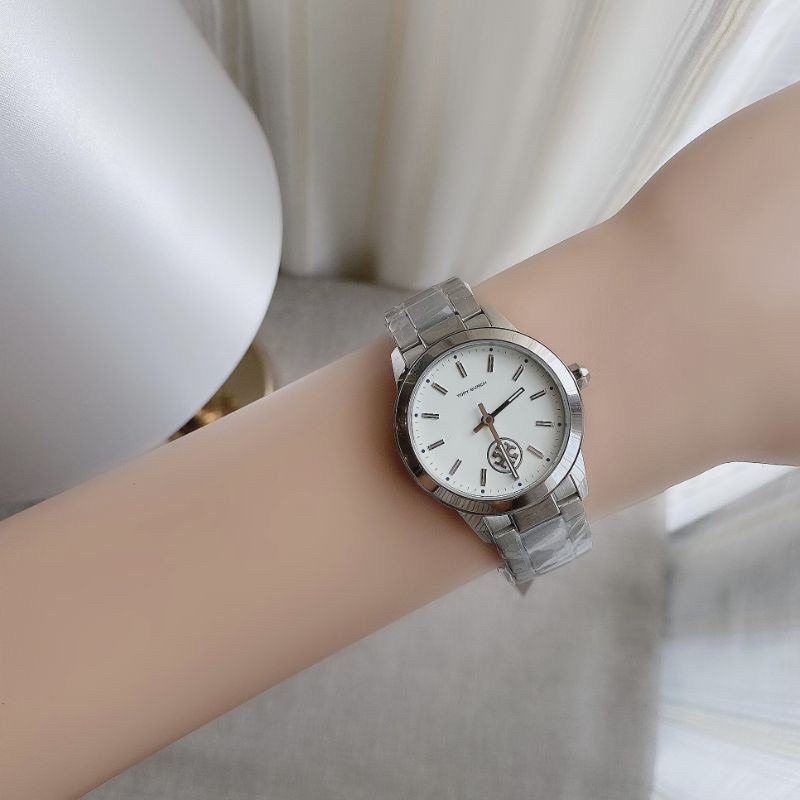 TORY BURCH Collins Three-Hand Stainless Steel Silver Watch รุ่น TBW1301 ...