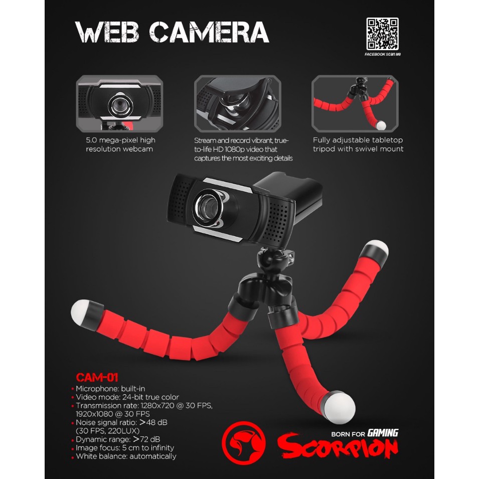 Web Camera MARVO Scorpion CAM-01 Web Camera 1080p LED Light กล้องเว็บ ...