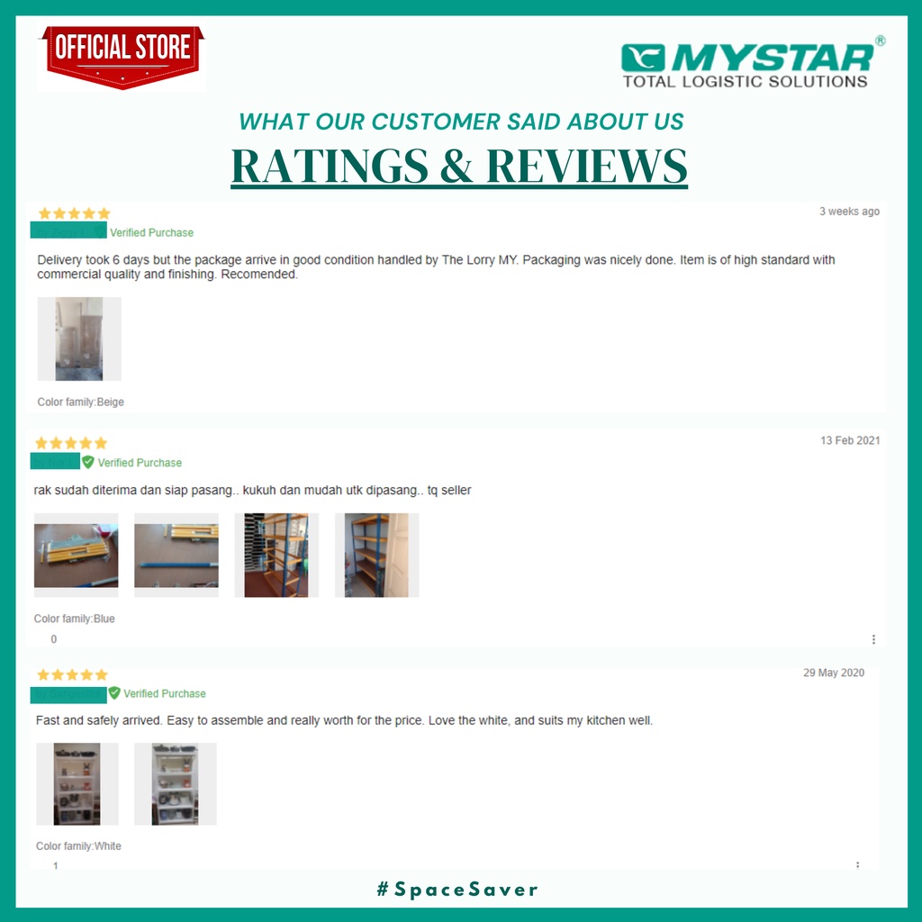 MYSTAR Boltless Rack metal shelf 35(D)x90(W)x180(H) CM 5 tier rack ...