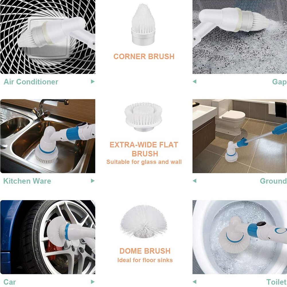 Turbo Scrub Electric Cleaning Brush Adjustable Waterproof Cleaner ...
