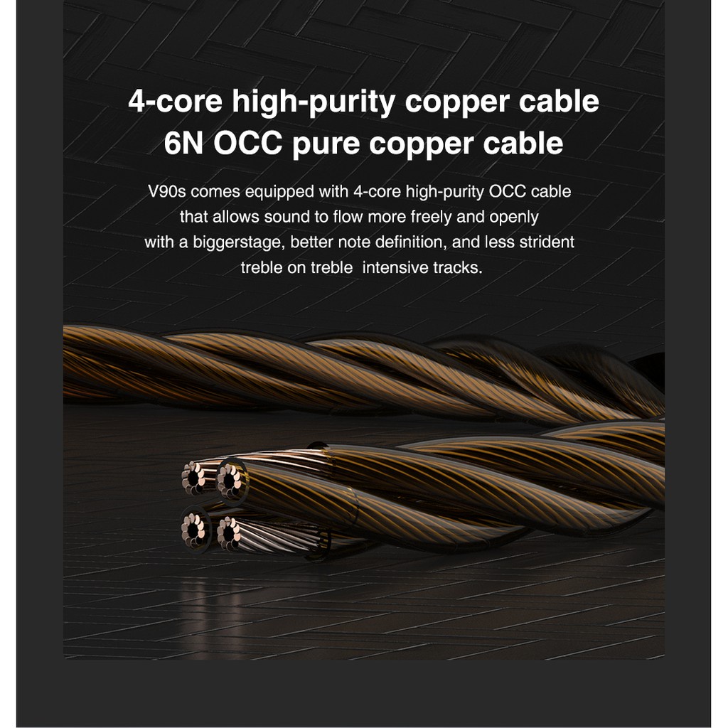 TRN V90S OCC Pure Copper Cable 5BA1DD Headset Hybrid HIFI Bass Earbuds ...