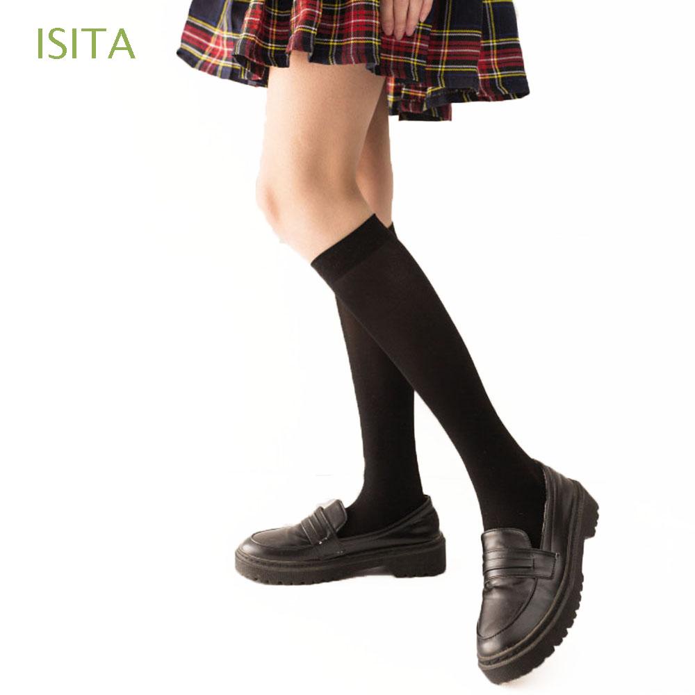 Isita ถุงเท้าข้อสูง ซิลิกาเจล กํามะหยี่ ระบายอากาศ กันลื่น สีพื้น ...