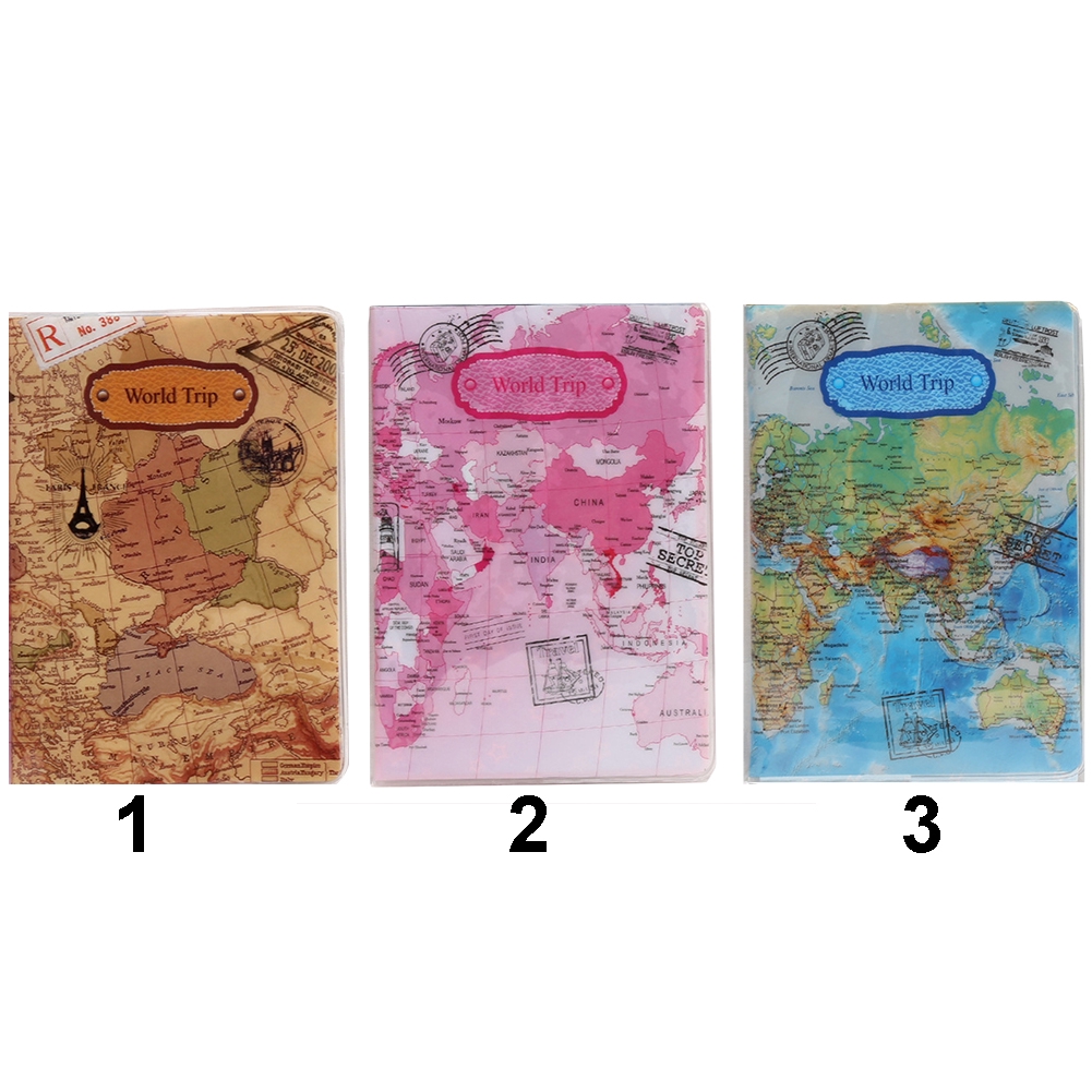 New PVC Flat Printing World Trip Map Passport Covers Holder Travel Card ...