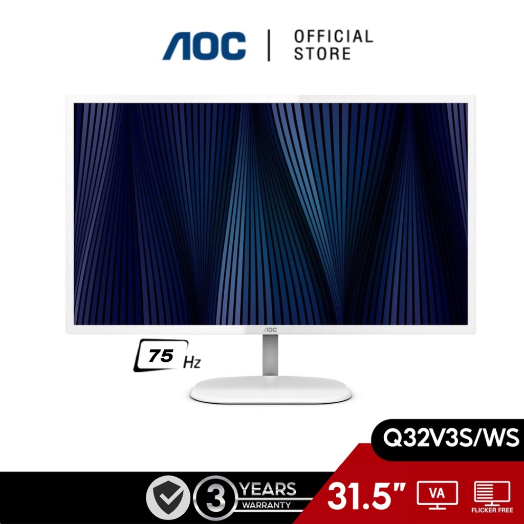 AOC Q32V3WS67 (มอนิเตอร์) 31.5 IPS Flat 2560 x 1440 75Hz 5ms D-sub HDMI ...