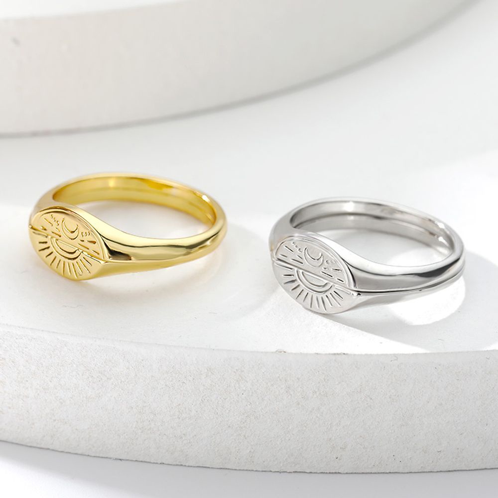 DOREEN Delicate Ring Set Jewelry Gifts Sun and Moon Couple Rings Lovers ...