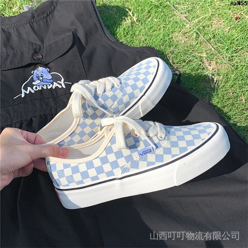 Anna ins Heim รองเท้าผ้าใบ ลายตารางหมากรุก สีฟ้า สไตล์ฮ่องกง แฟชั่นฤดู ...