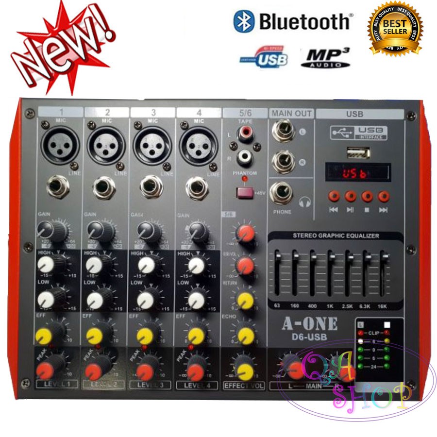 A-ONE มิกซ์เซอร์ Mixer ปรับแต่งเสียง 2 ช่อง EFFECTแท้ พร้อมระบบไมค์ลอย ...