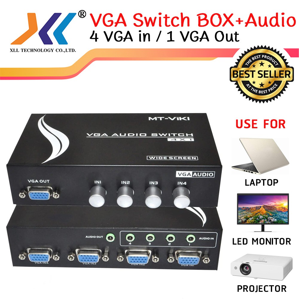 VGA SWITCH IN 4 OUT 1 Audio VGA7001 - xlltech - ThaiPick