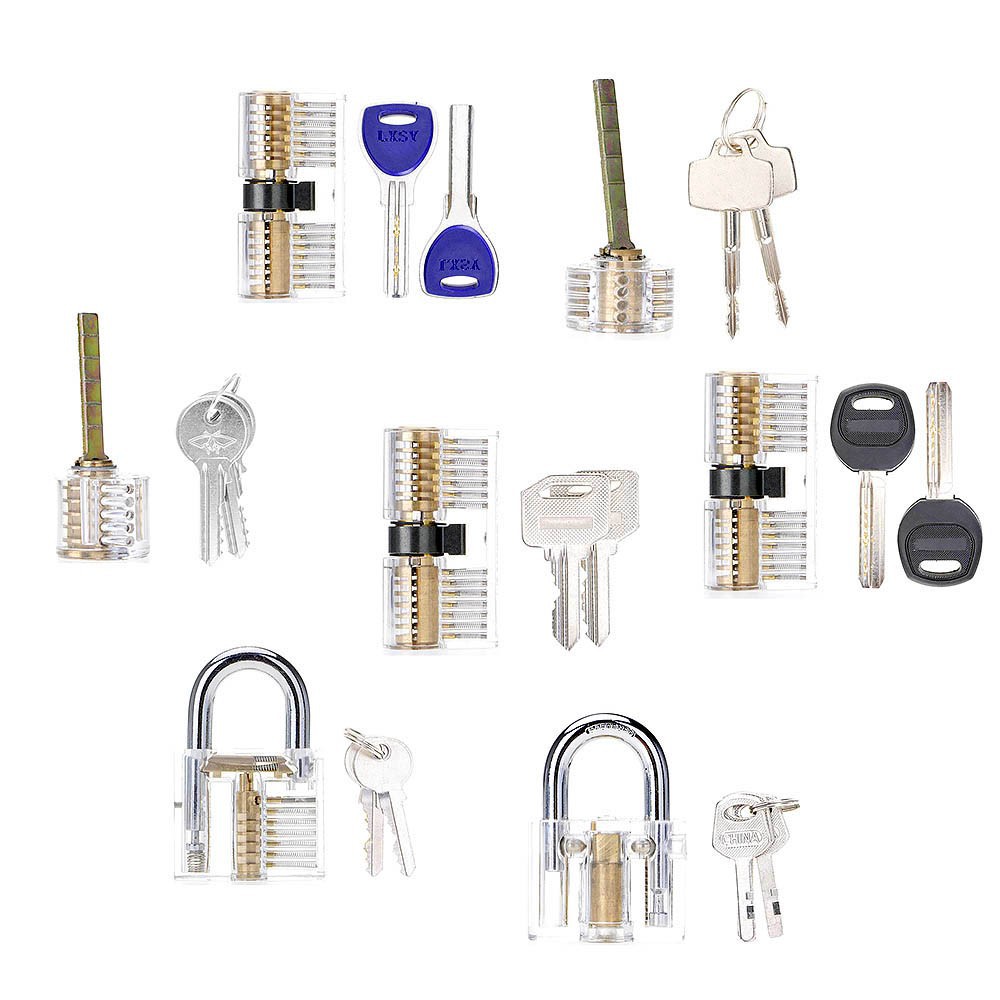 msy-7Pcs Transparent Visible Locks Cutaway Practice Set Locksmith ...
