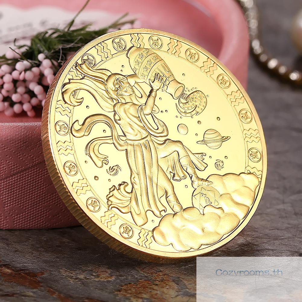 12 Constellation Gold Plated Physical Commemorative Coin Collectible ...