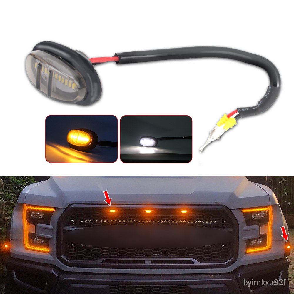 12V Car Front Grille Decorative Lamps DRL Lights LED Day Running Wheel ...