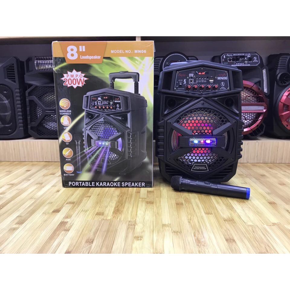 NEW ลำโพงบลูทูธ Bluetooth ลำโพงดอกใหญ่ 8นิ้ว รุ่น MN06 มีล้อลาก ...