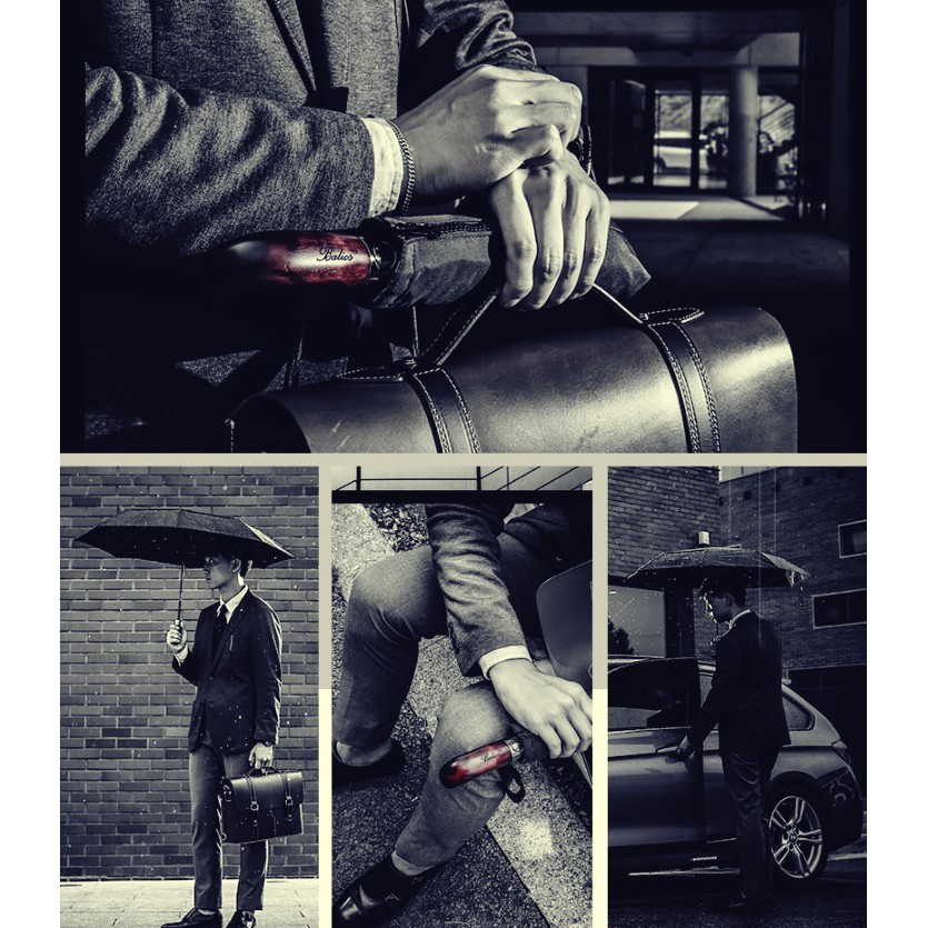 hotUK Balios Prestige Travel Folding Umbrella Handmade Wood Handle auto ...