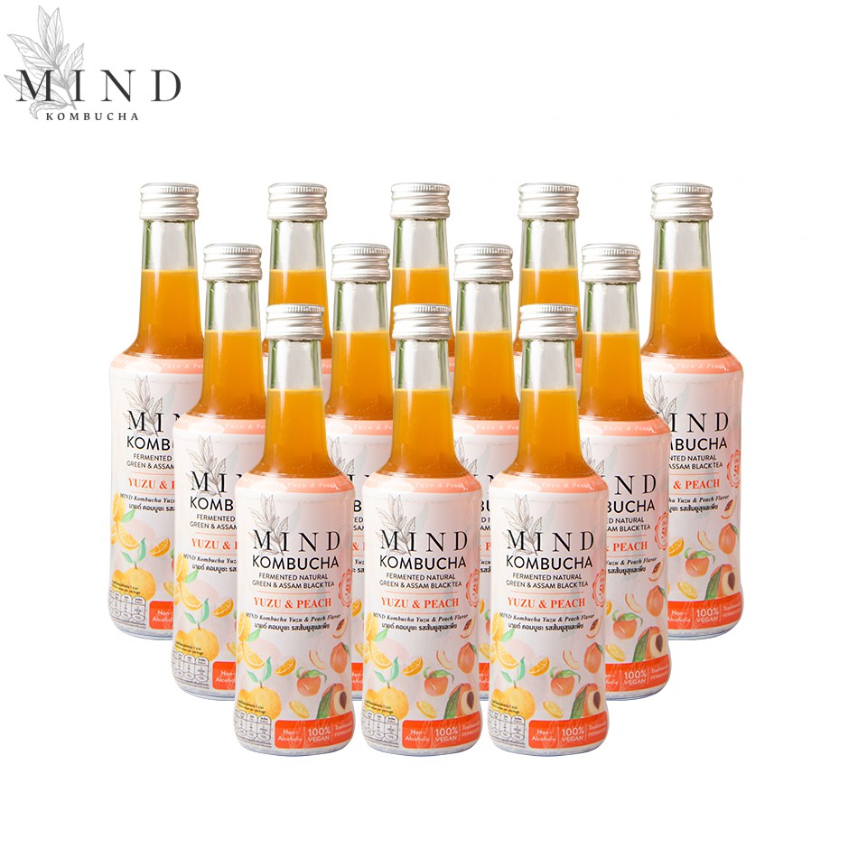 MIND Kombucha (Official) 12ขวด รสส้มยูสุและพีช เครื่องดื่มเพื่อสุขภาพ ...