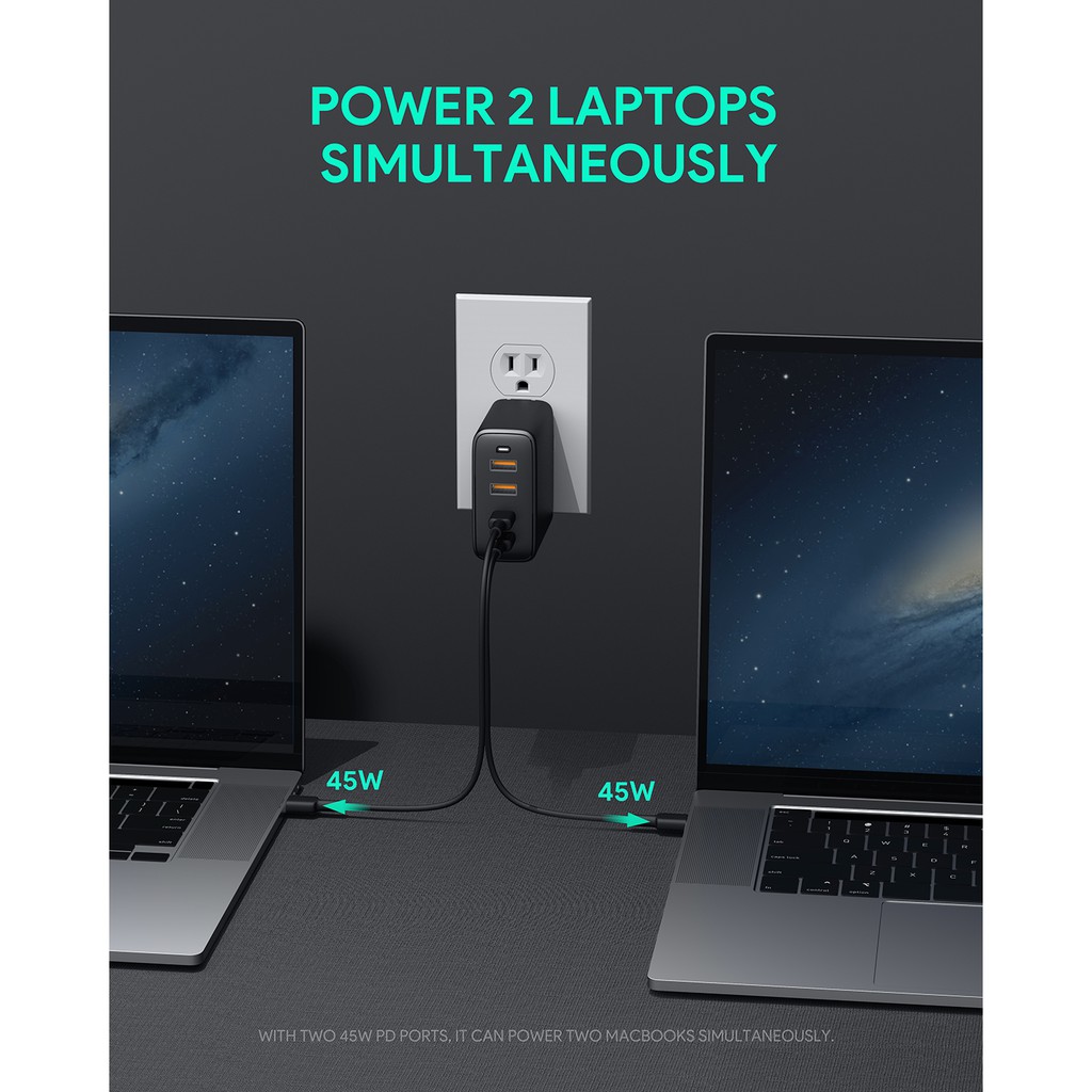 AUKEY PA-B7 Omnia 100W 4-Port USB C Charger PD Charger with GaNFast USB ...