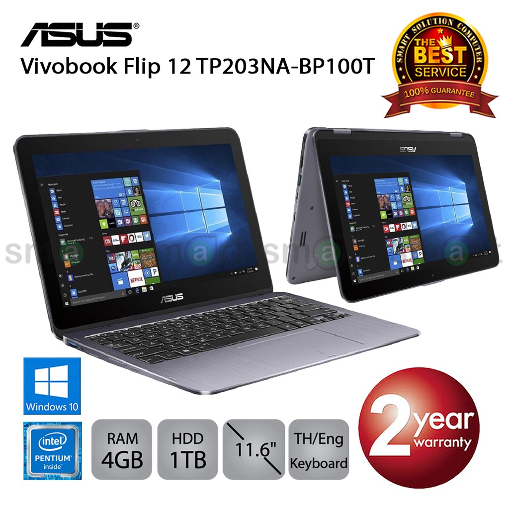 Asus Vivobook Flip 12 TP203NA-BP100T Pentium N4200/4GB/1TB/11.6/Win10 ...