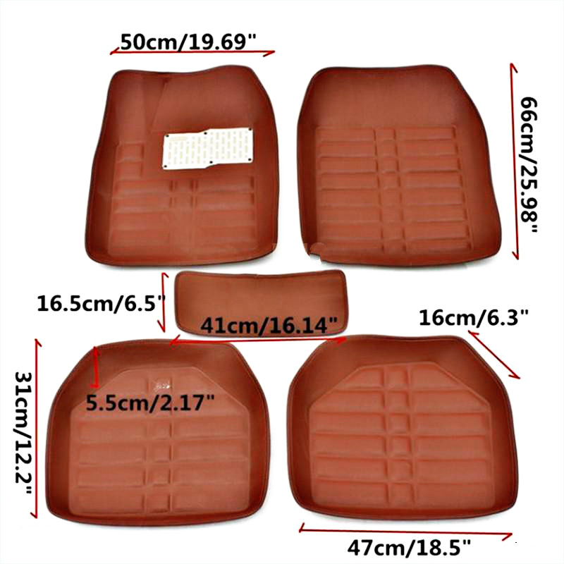 YL 5pcs/set Universal Car Mat Floor Guard Protection Mat Anti-sli PU ...